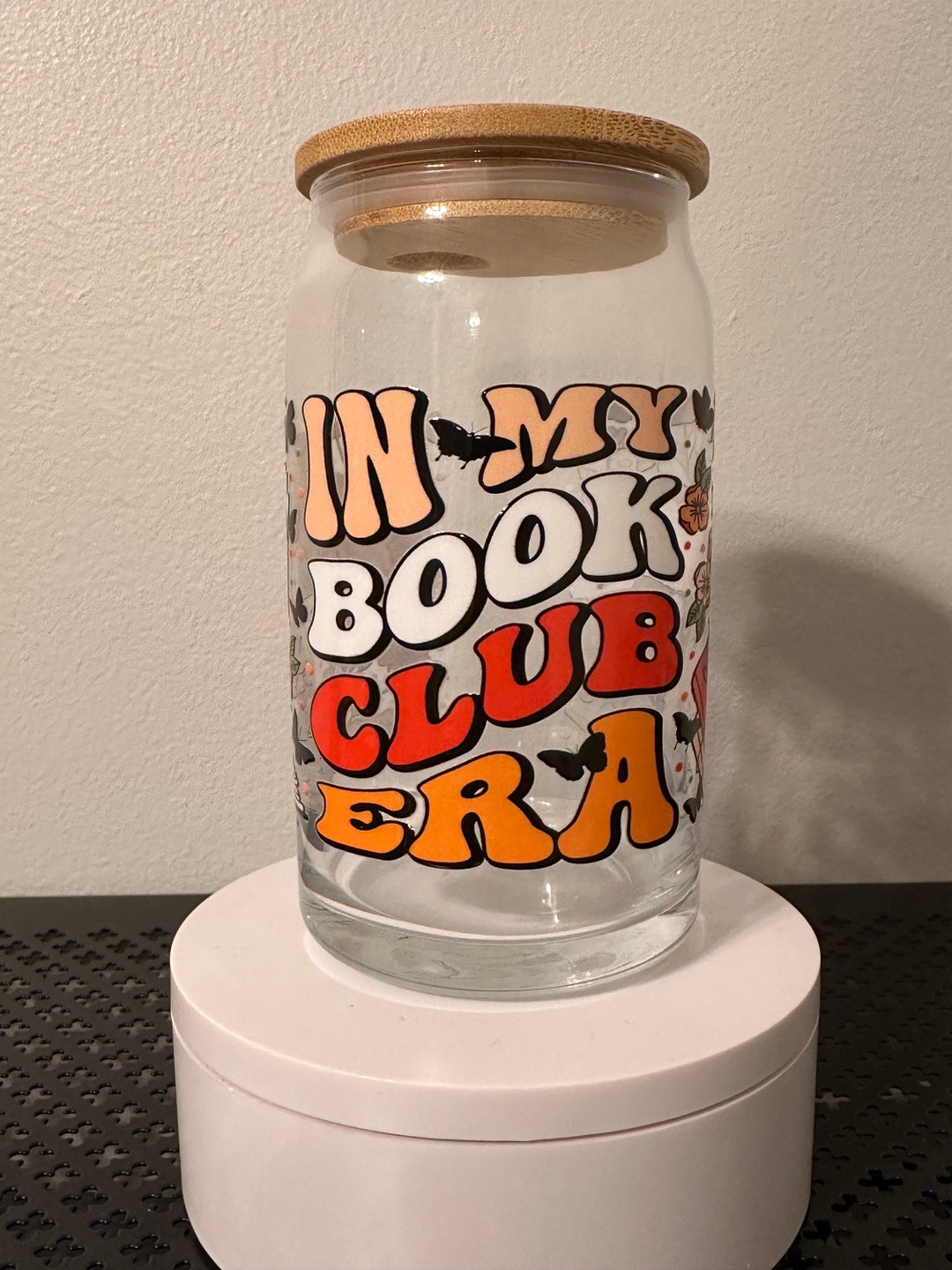 Book Club Era Reading 16 Ounce Glass Cup With UVDTF Wrap, Gifts for ...