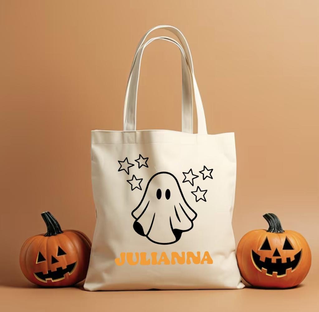 Custom Trick or Treat Bag, Cute Ghost Trick or Treat Bag, Personalized ...
