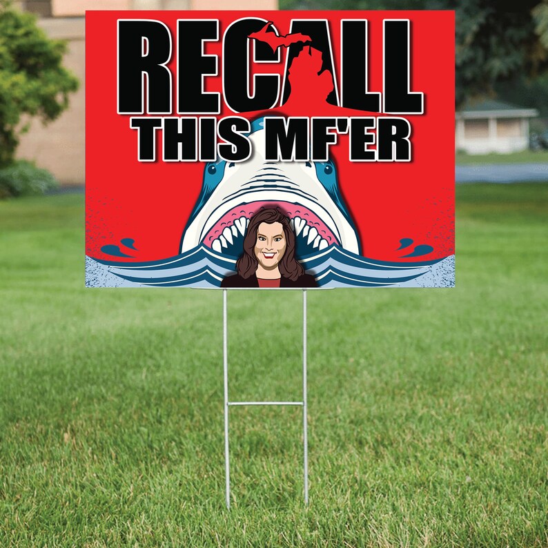 Shark Week MF Governor MI Gretchen WHITMER 18x24 Double Sided Yard ...