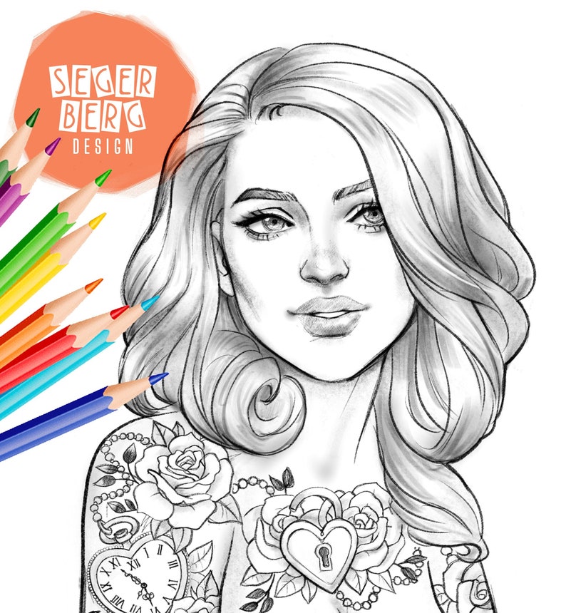 Rosie Original Art And Premium Coloring Page Printable Adult Etsy Israel