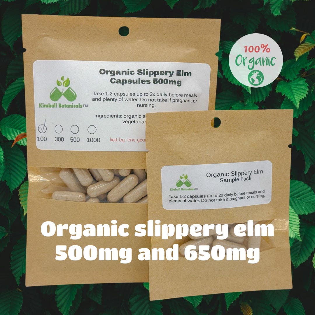 Organic Slippery Elm, Vegetarian Capsules or Tincture - Etsy