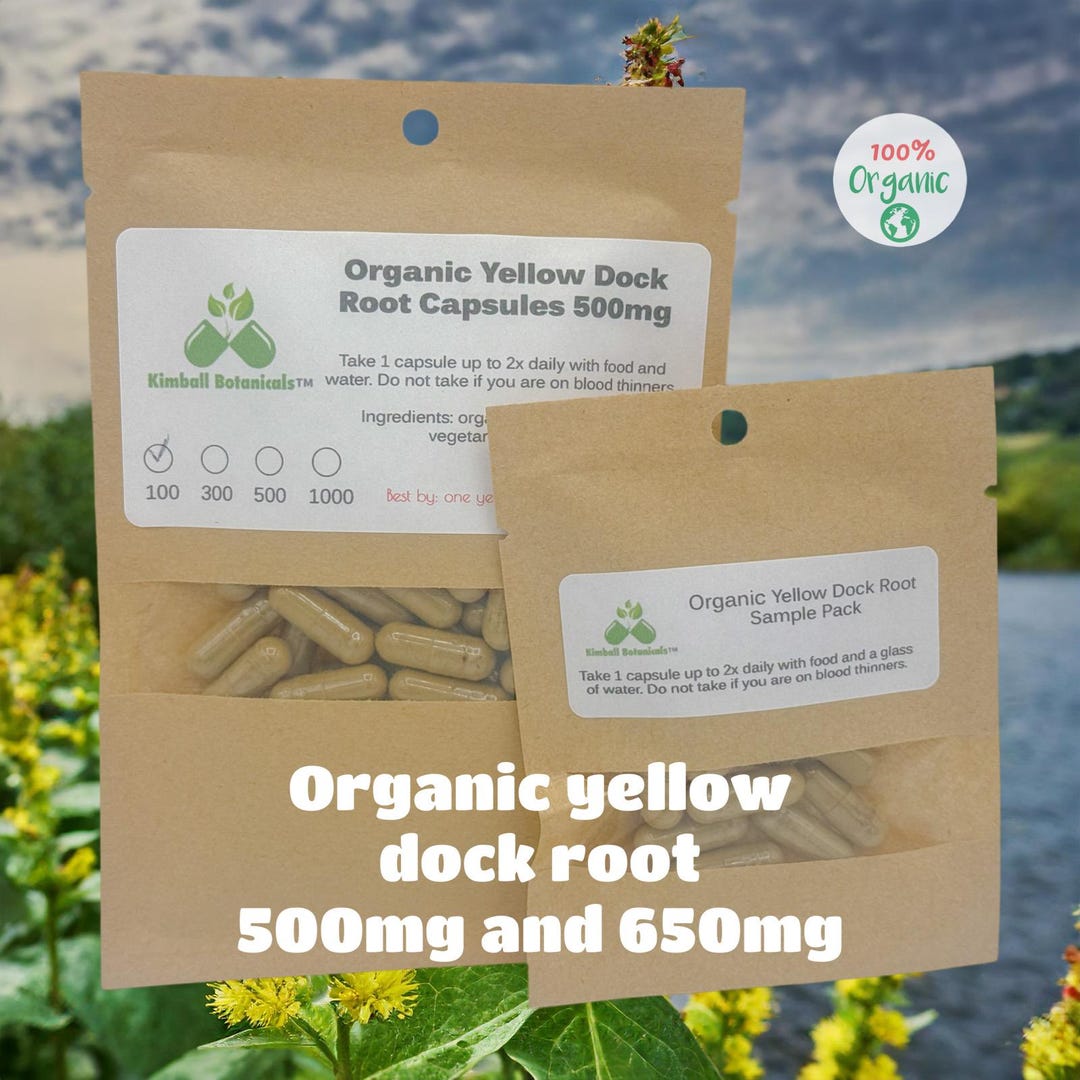 Certified Organic Yellow Dock Root (rumex Crispus) 500mg and 650mg ...