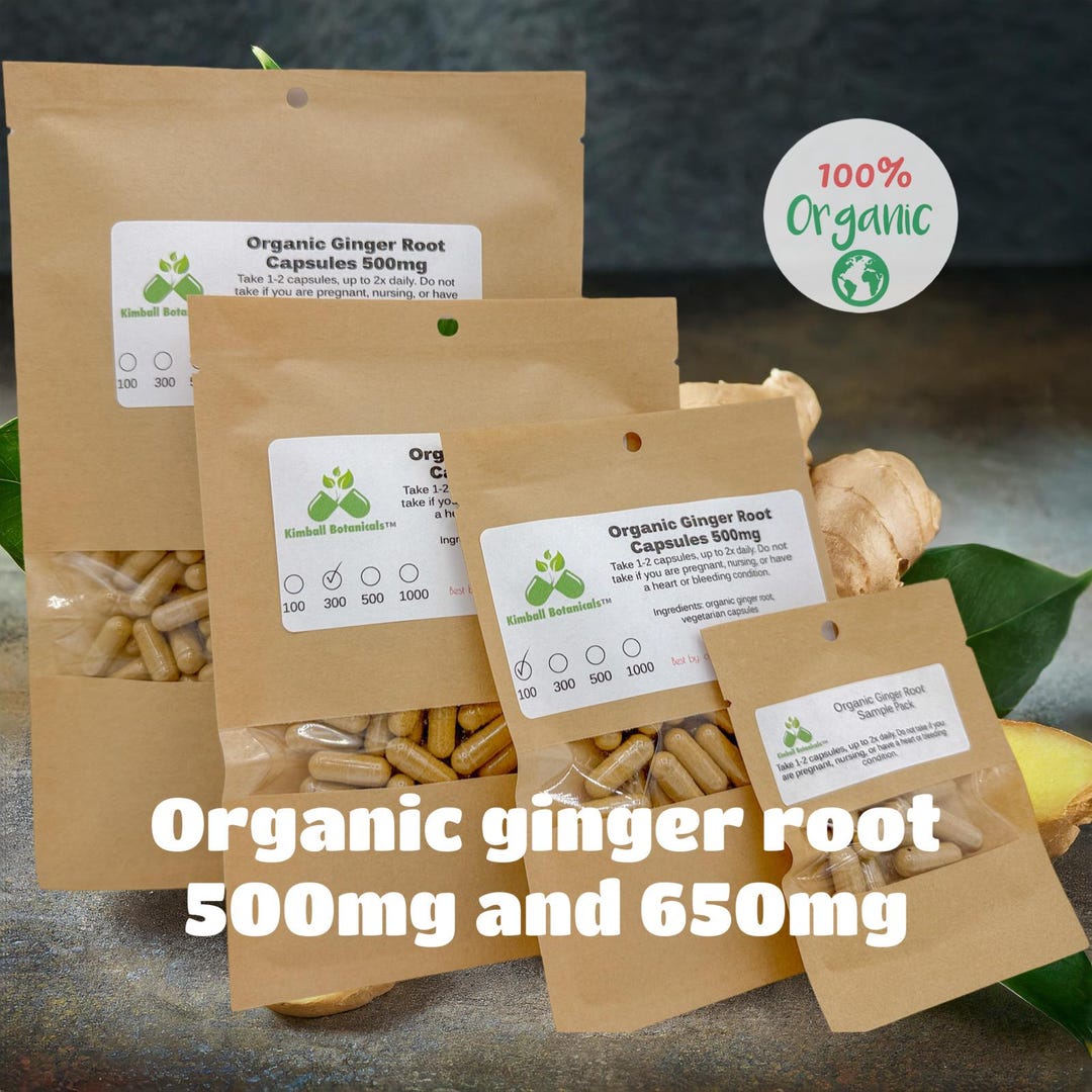 USDA Organic Ginger Root Capsules or Tincture, Fresh Made to Order - Etsy