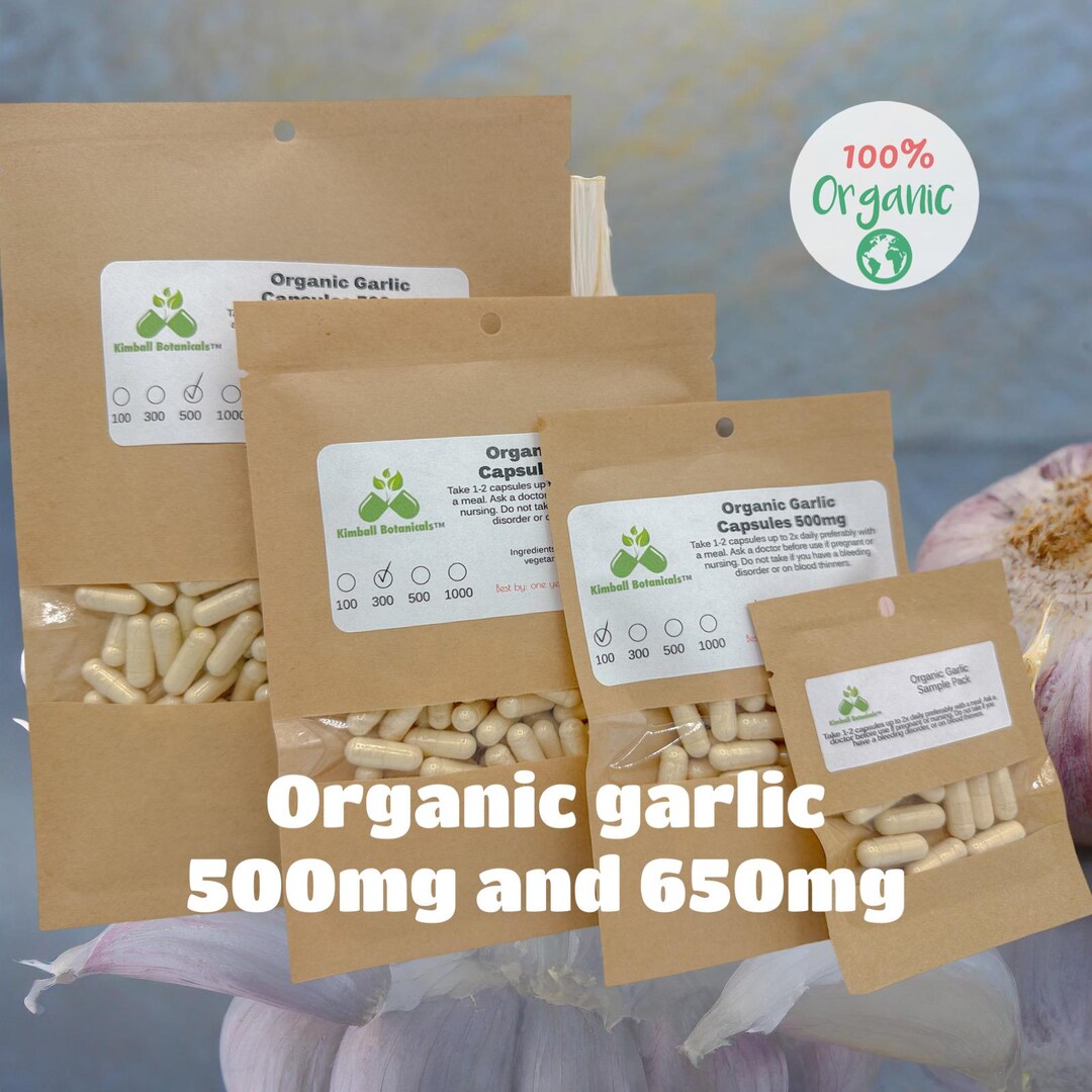 USDA Certified Organic Garlic, 500mg and 650mg Vegetarian Capsules ...