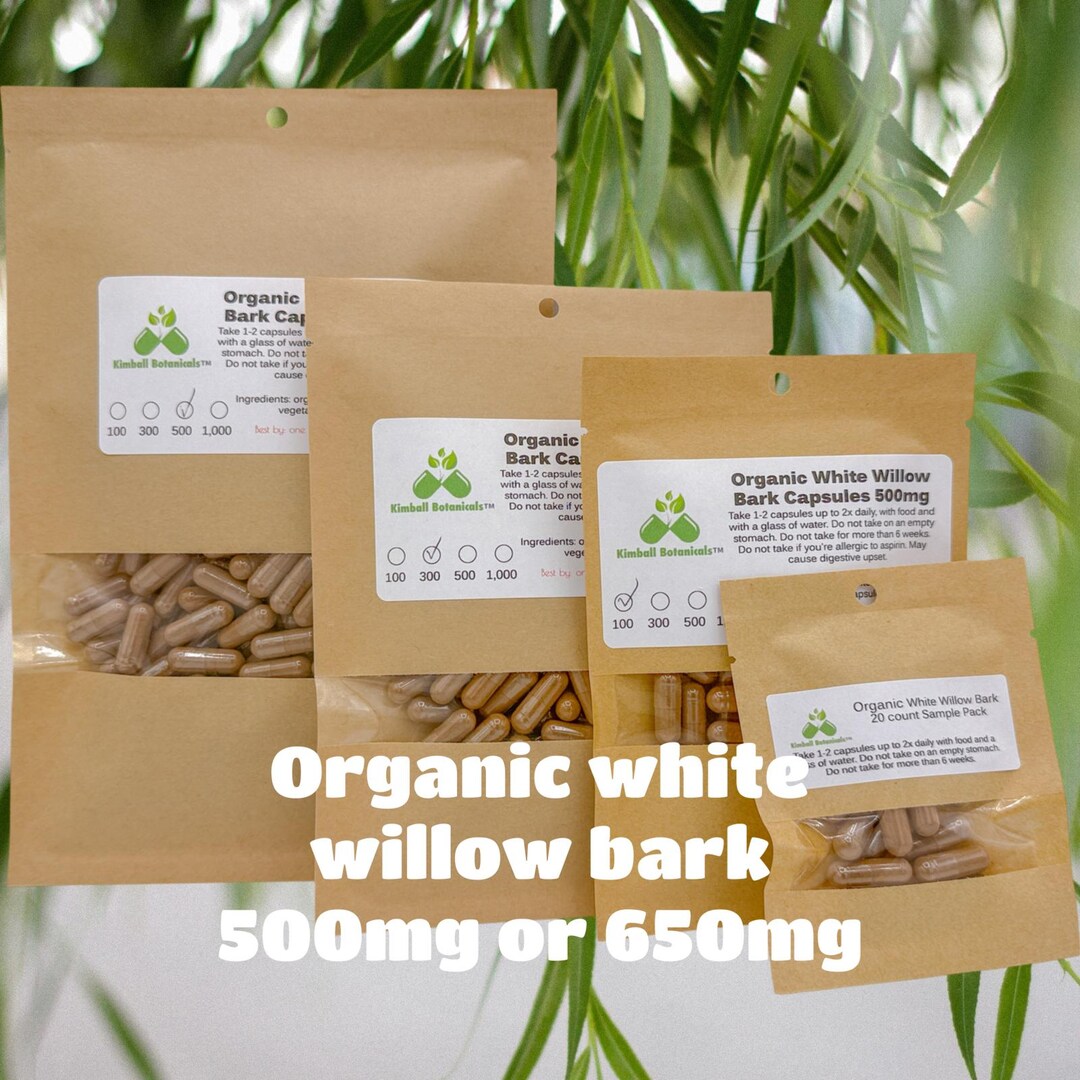 Organic White Willow Bark (salix Alba) 500mg or 650mg Vegetarian or ...