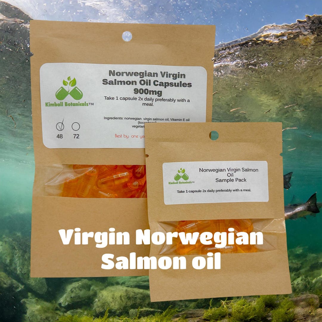 Virgin Norwegian Salmon Oil Omega-3 Capsules, 900mg Vegetarian Capsules ...