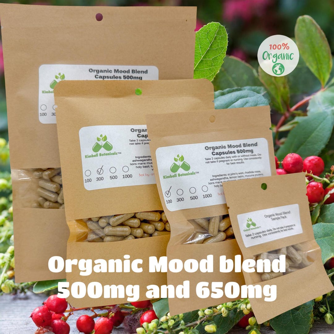 Organic Mood Blend Capsules: Non-gmo Herbal Supplement, Fresh to Order ...