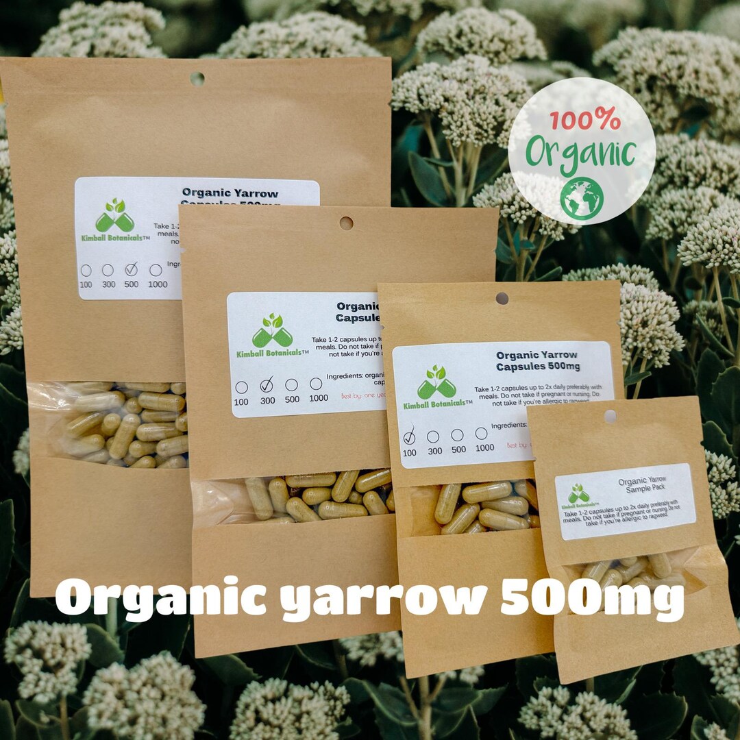 Organic Yarrow (achillea Millefolium) 500mg Vegetarian or Pullulan ...
