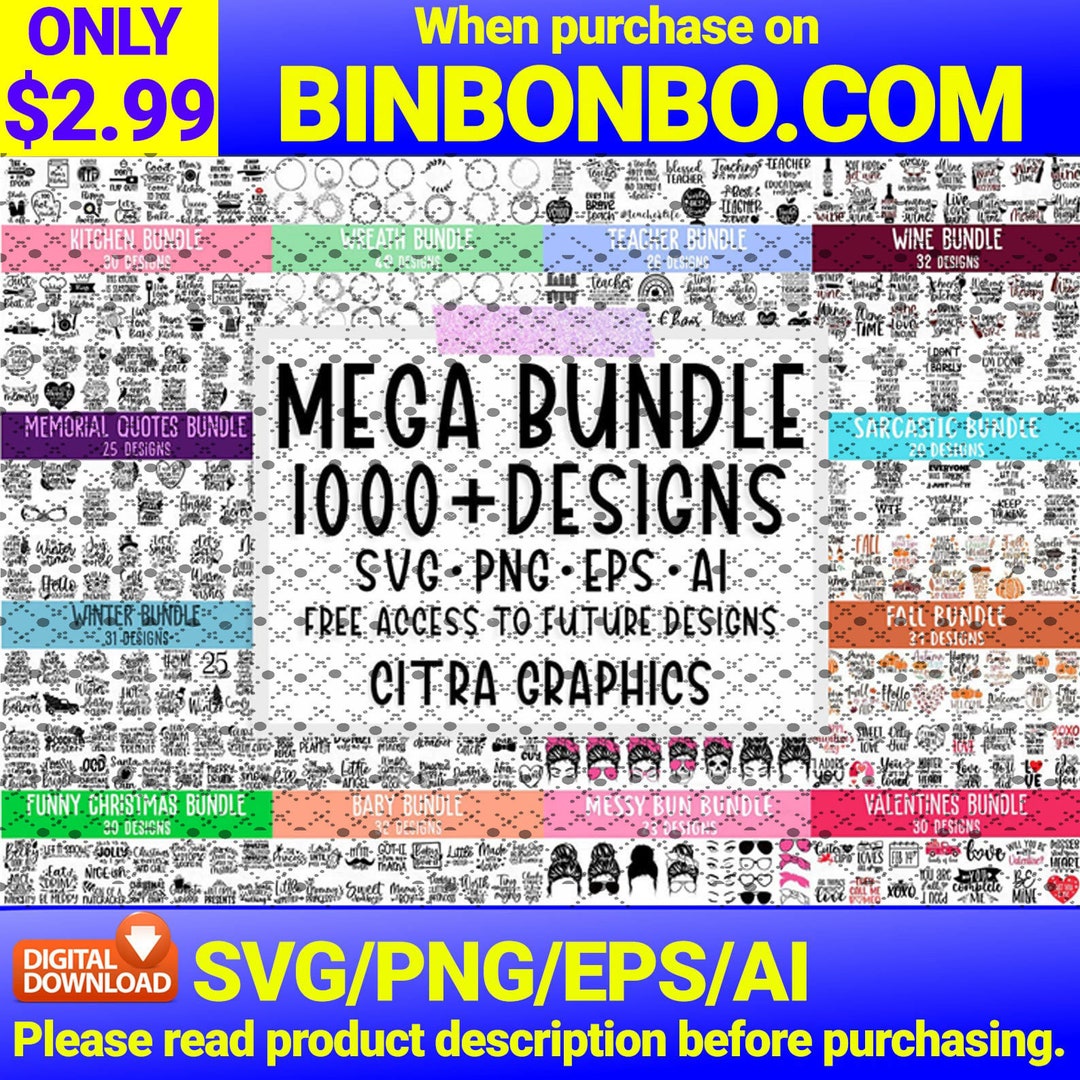 1000 Mega Citra Graphics Bundle, Svg for Shirts, Silhouette Cut Files ...