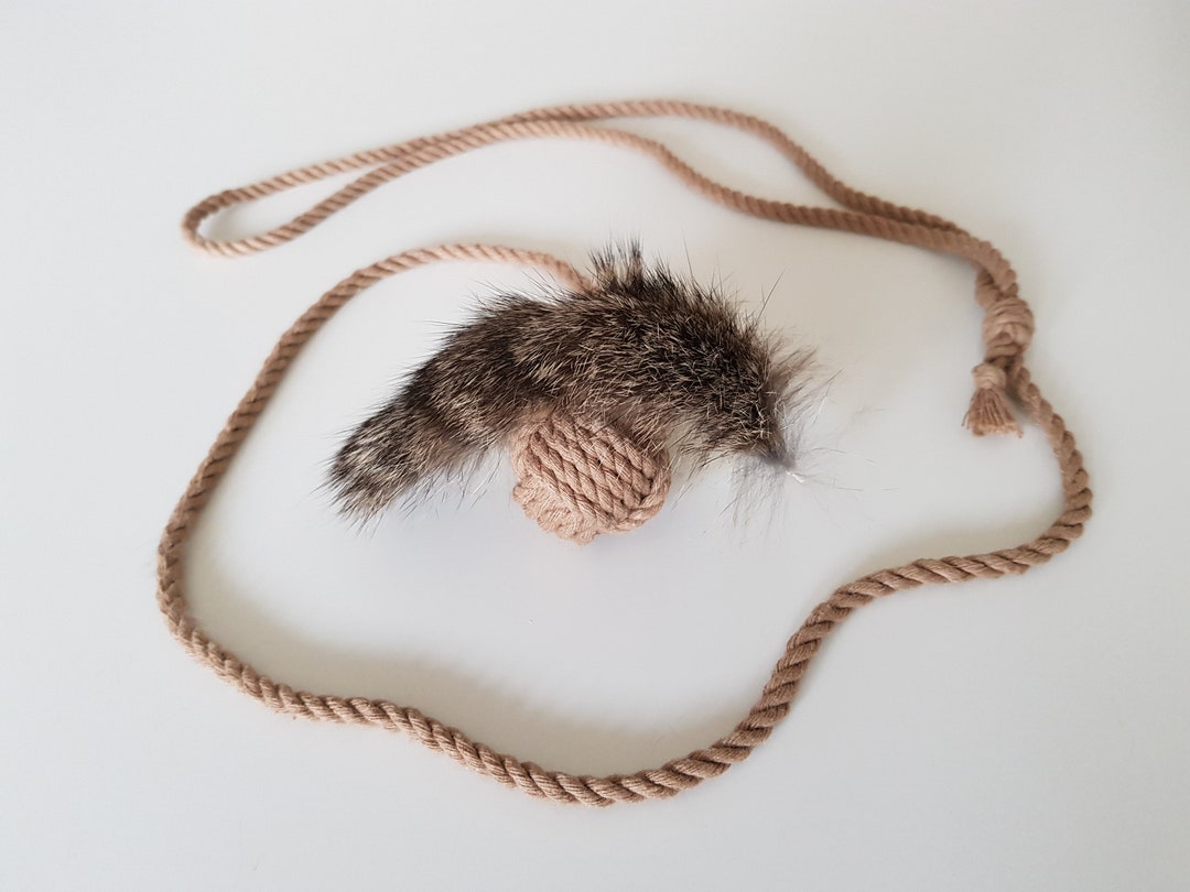 Monkey Fist and Fur Cat Toy, Rabbit Fur Cat Toy, Eco Friendly Genuine ...