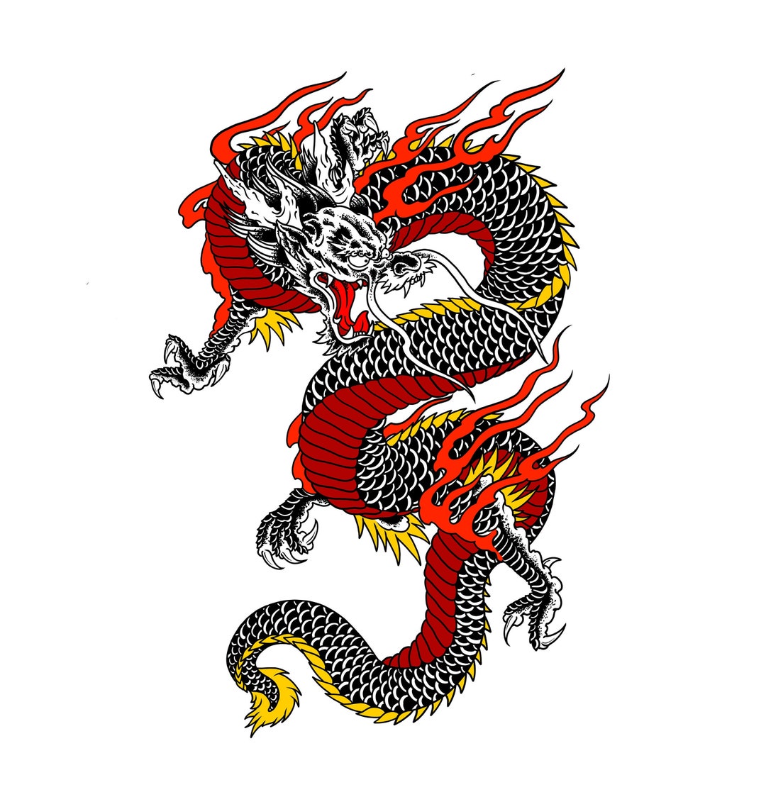 Japanese Dragon Vector Design T-shirt, Wallpaper, Tattoo, Sticker Jpg ...