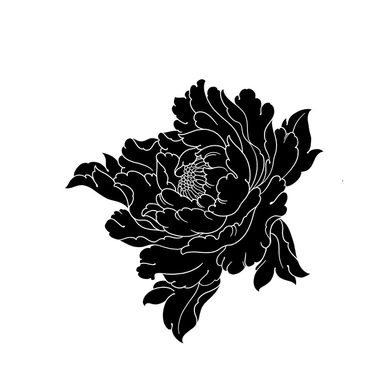 Japanese Flower Vector Design Ai, PDF, EPS, Jpg, SVG Etching, Tattoo ...