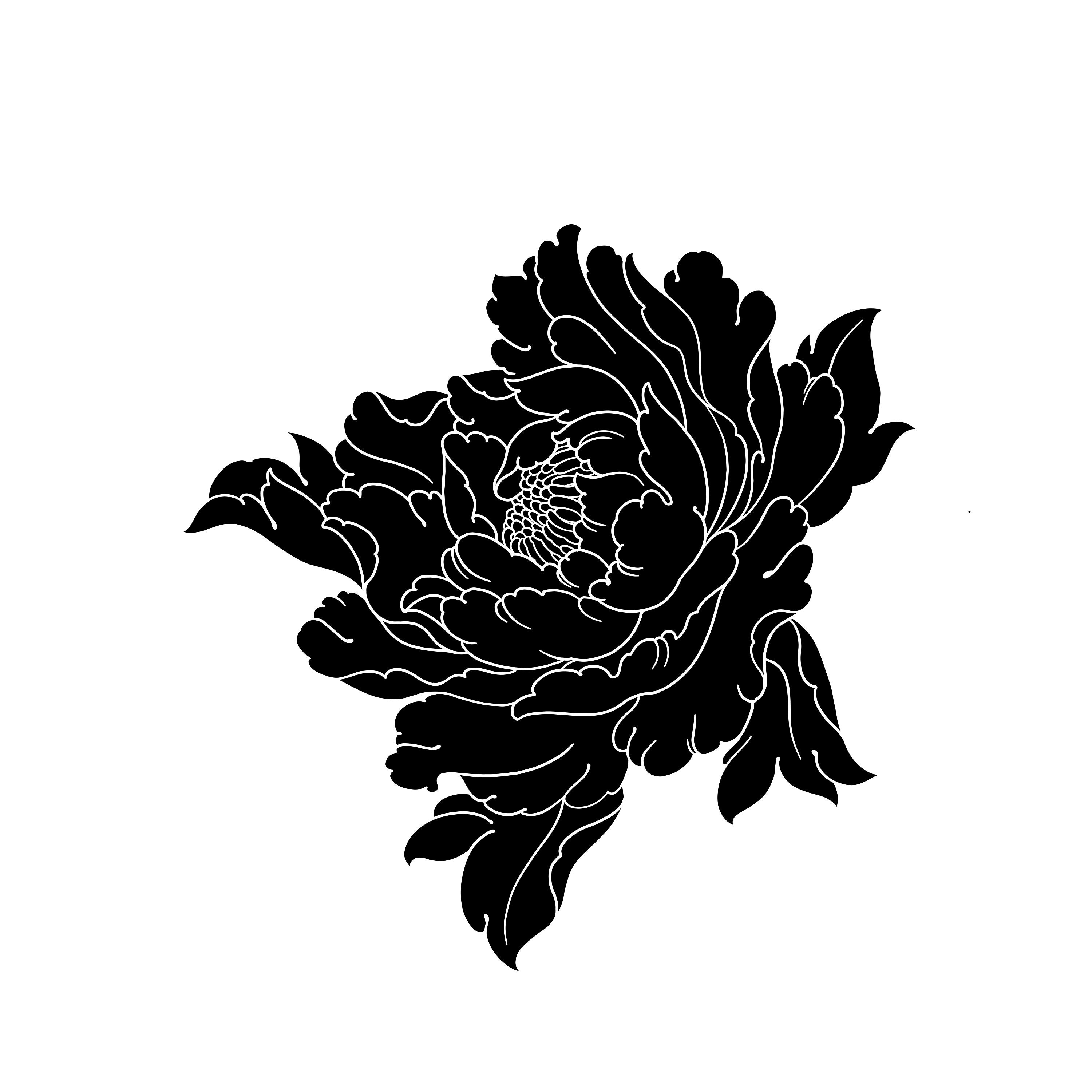 Japanese Flower Vector Design Ai, PDF, EPS, Jpg, SVG Etching, Tattoo ...