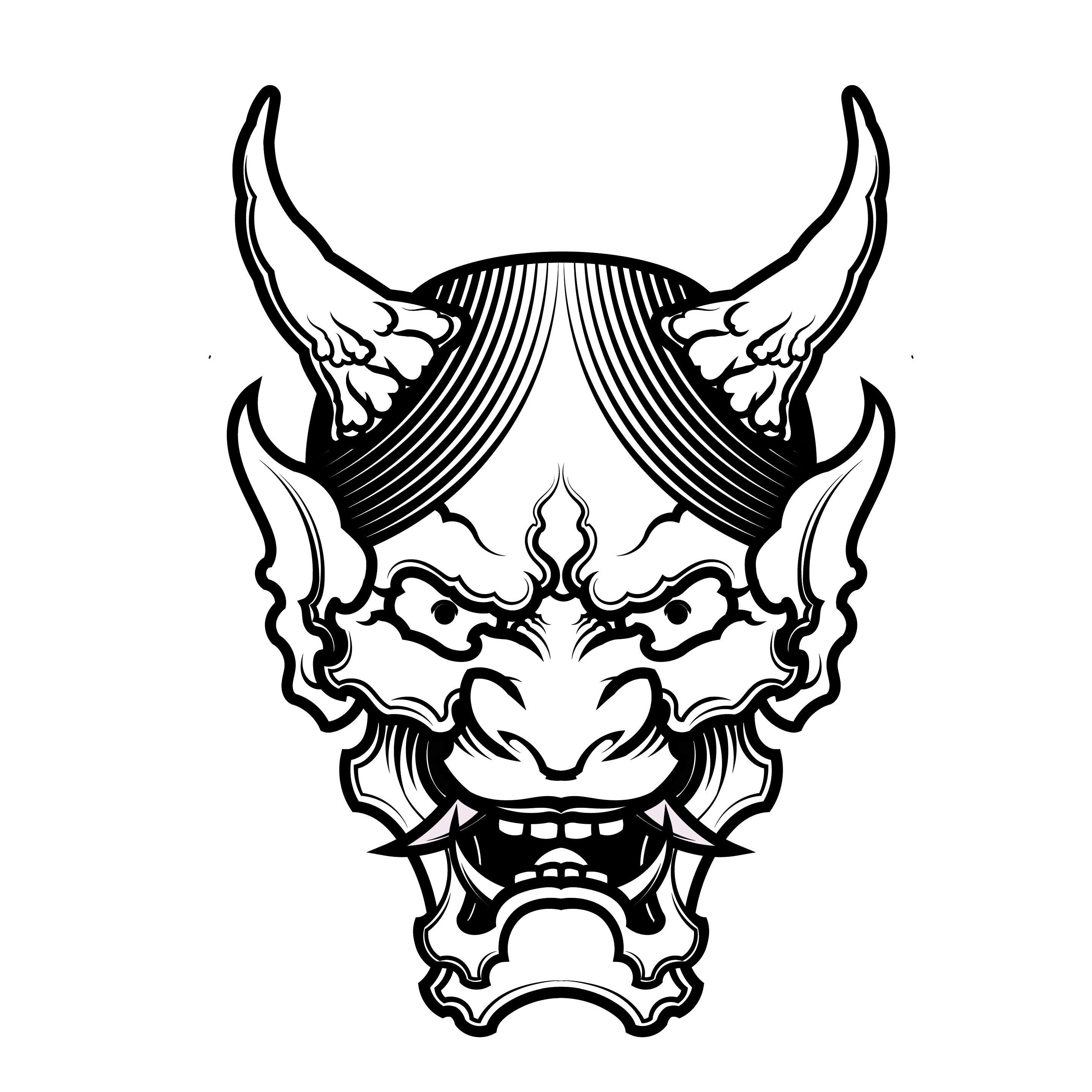 Hannya Mask Vector Image , Tattoo, Sticker, T-shirt EPS, Jpg, Ai, SVG ...