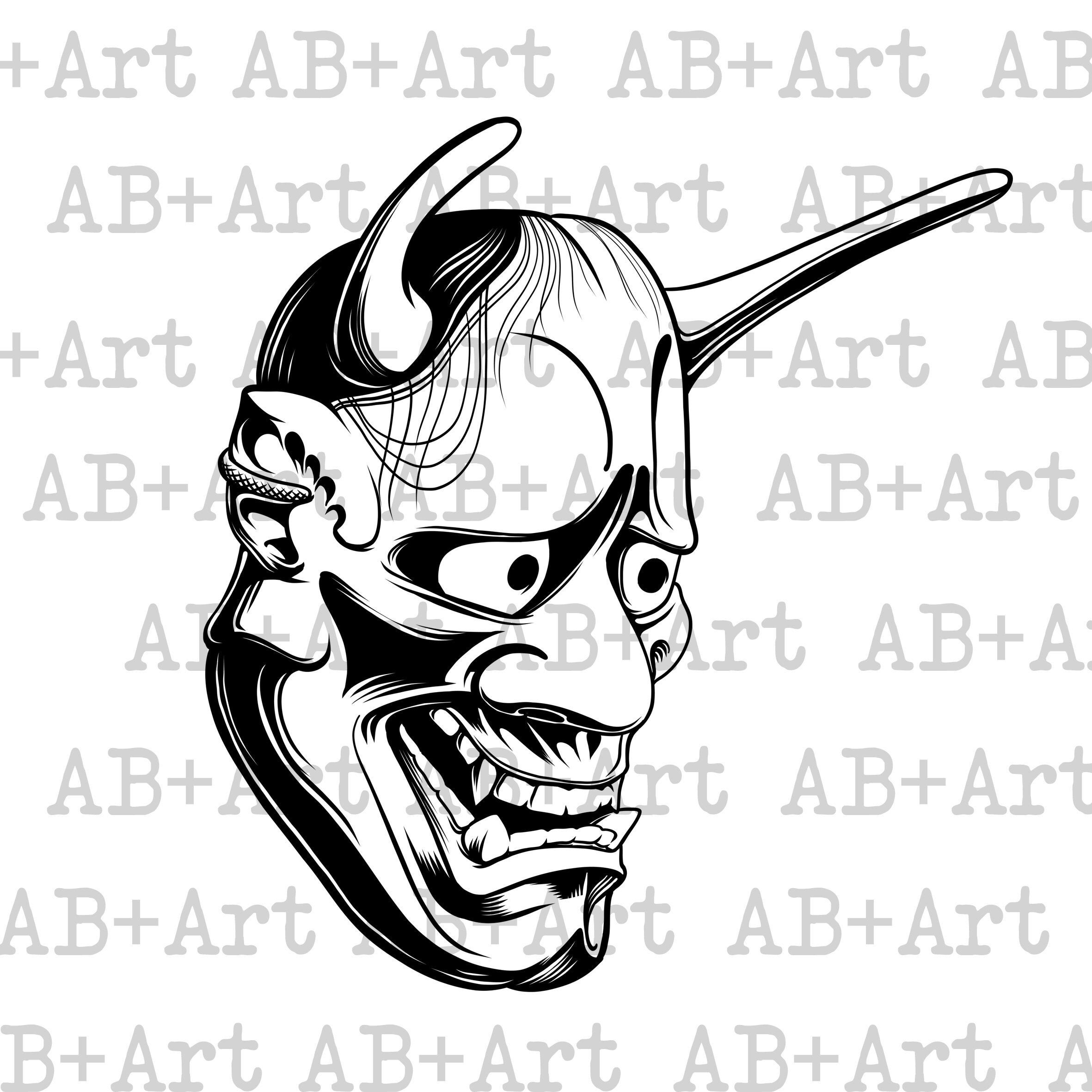 Hannya Mask Vector Image , Tattoo, Sticker, T-shirt EPS, Jpg, Ai, SVG ...