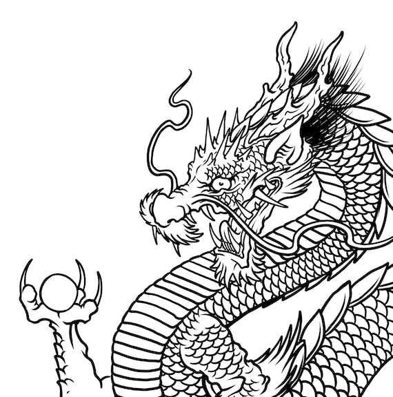 Japanese Dragon Outline Drawing