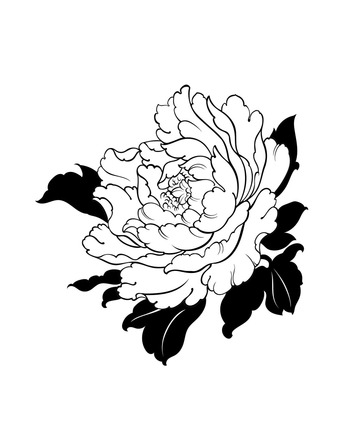 Japanese Tattoo Style Flower Vector Design Jpg, Ai, EPS, SVG, PDF - Etsy
