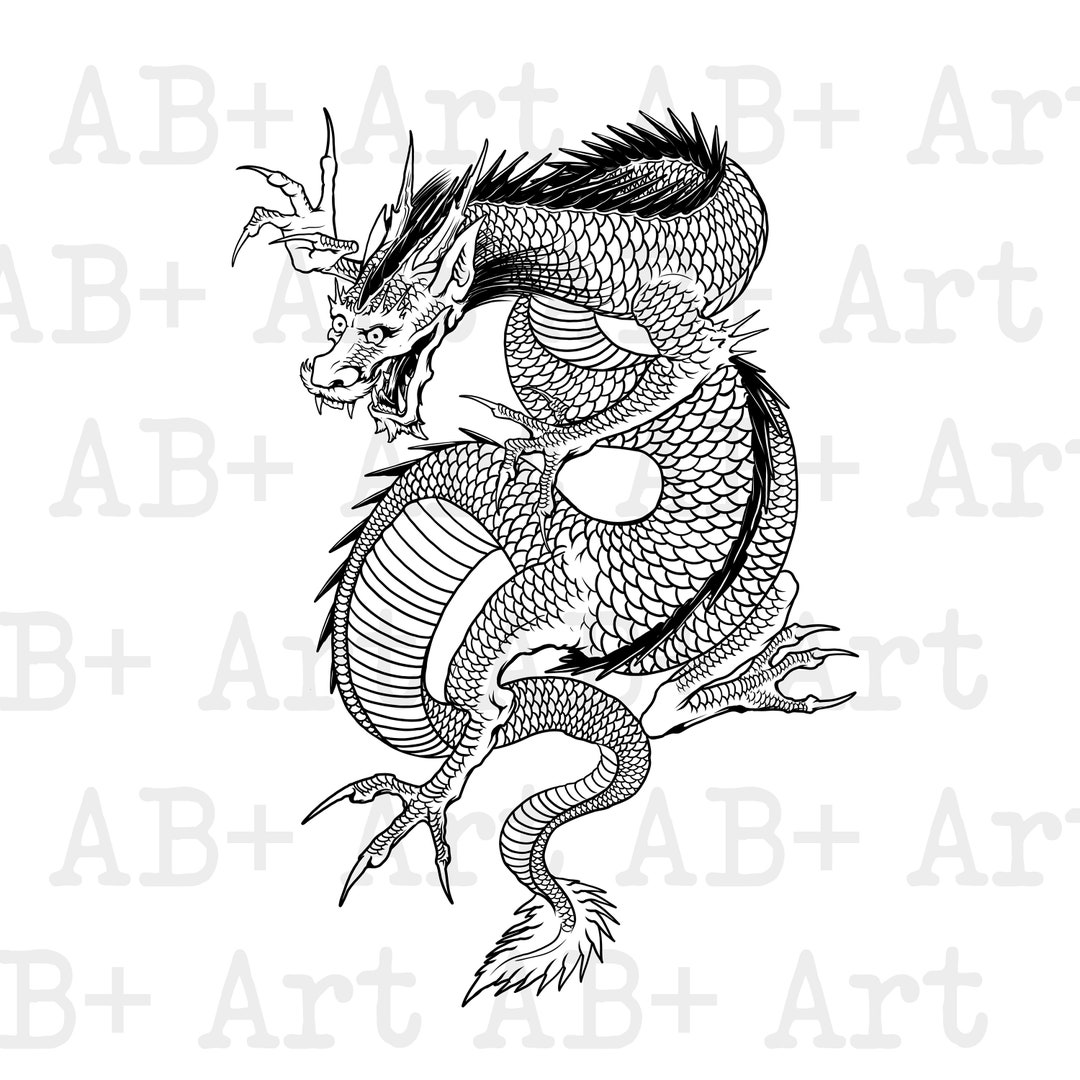 Japanese Dragon Vector Design, Tattoo,wallpaper, T-shirt Jpg, SVG, PDF ...