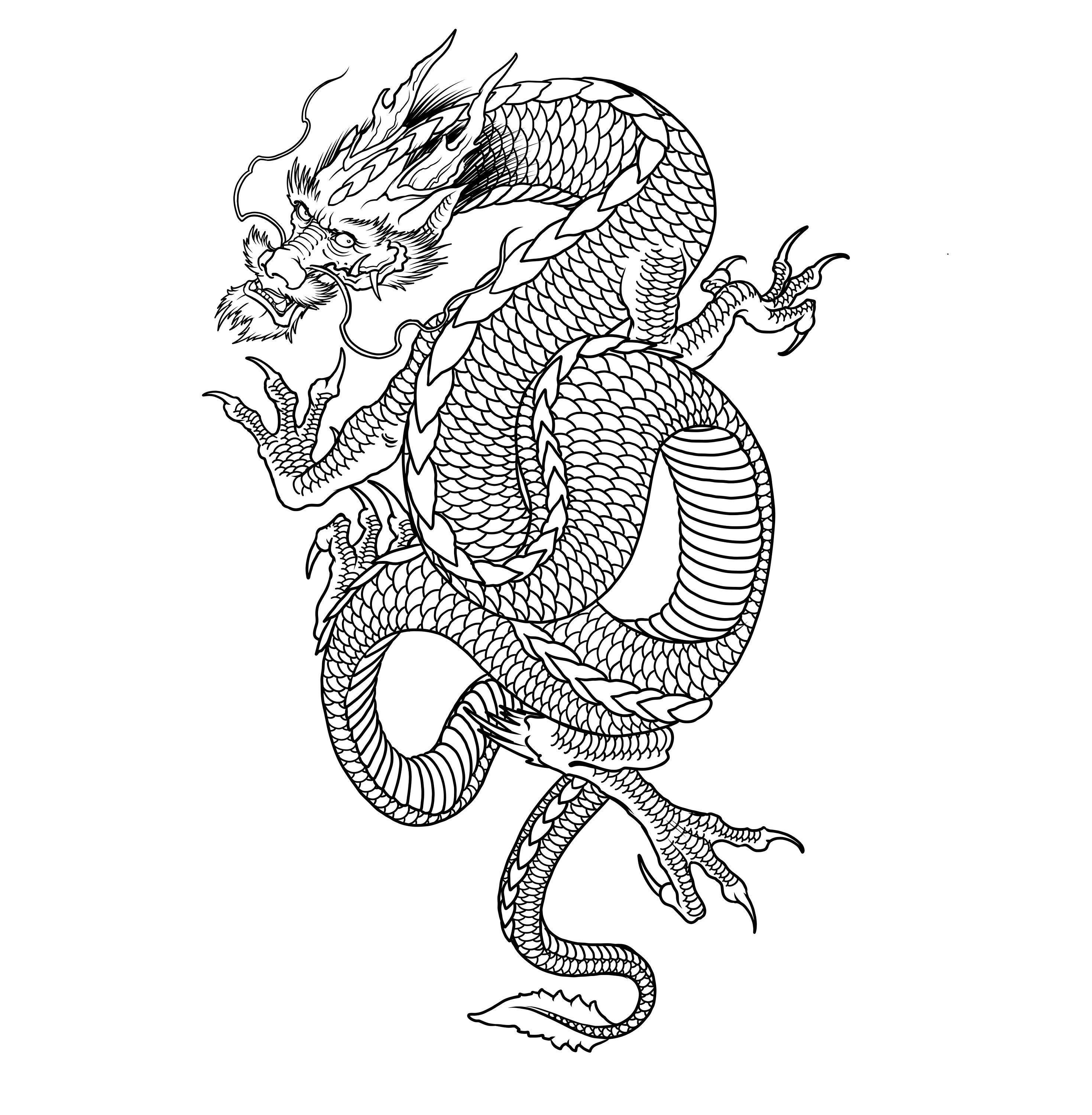 Japanese Dragon Vector Design, Tattoo, Wallpaper, Engraving, T-shirt ...