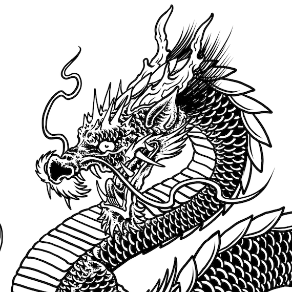 Japanese Dragon Outline