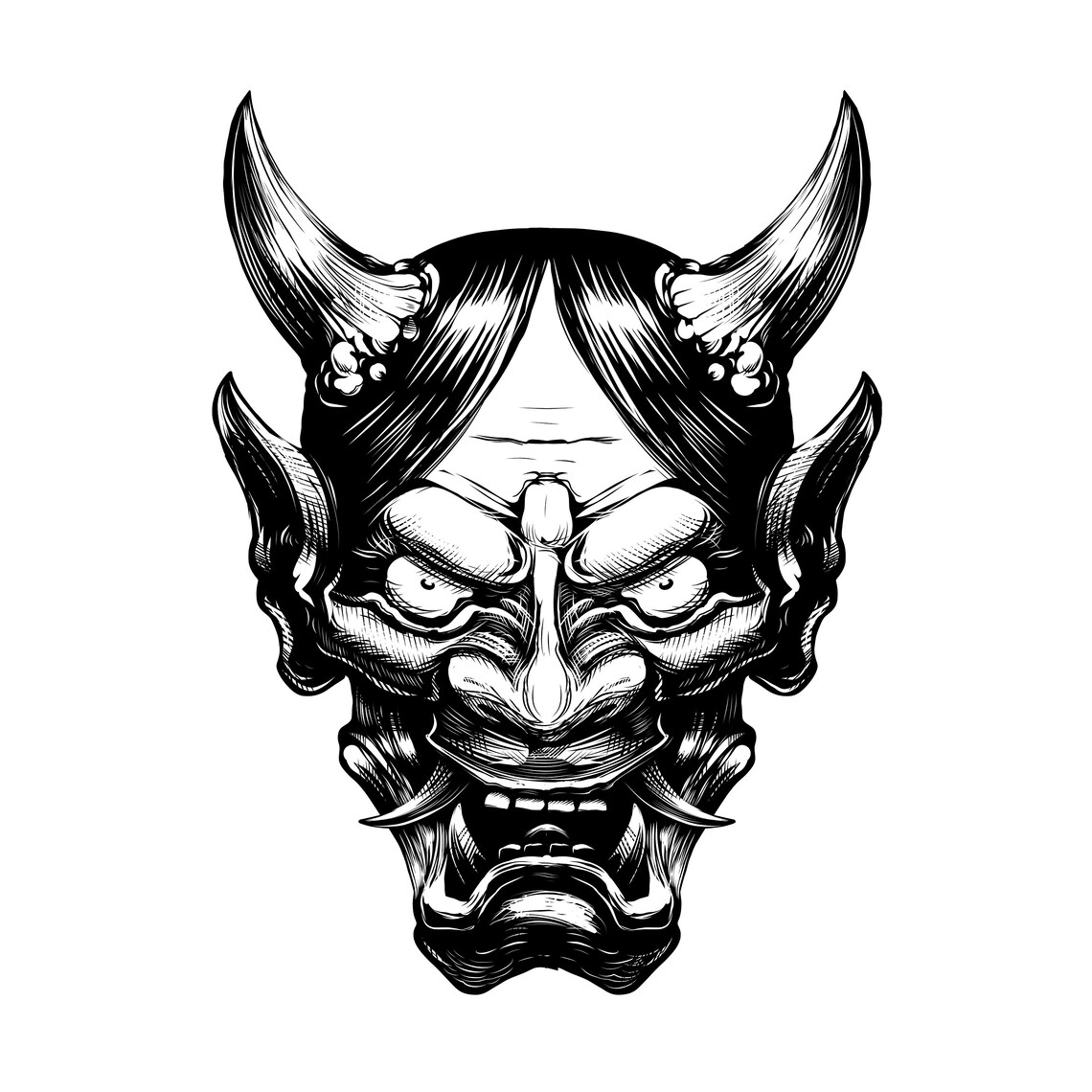 Hannya Mask Vector Image , Tattoo, Sticker, T-shirt EPS, Jpg, Ai, SVG ...