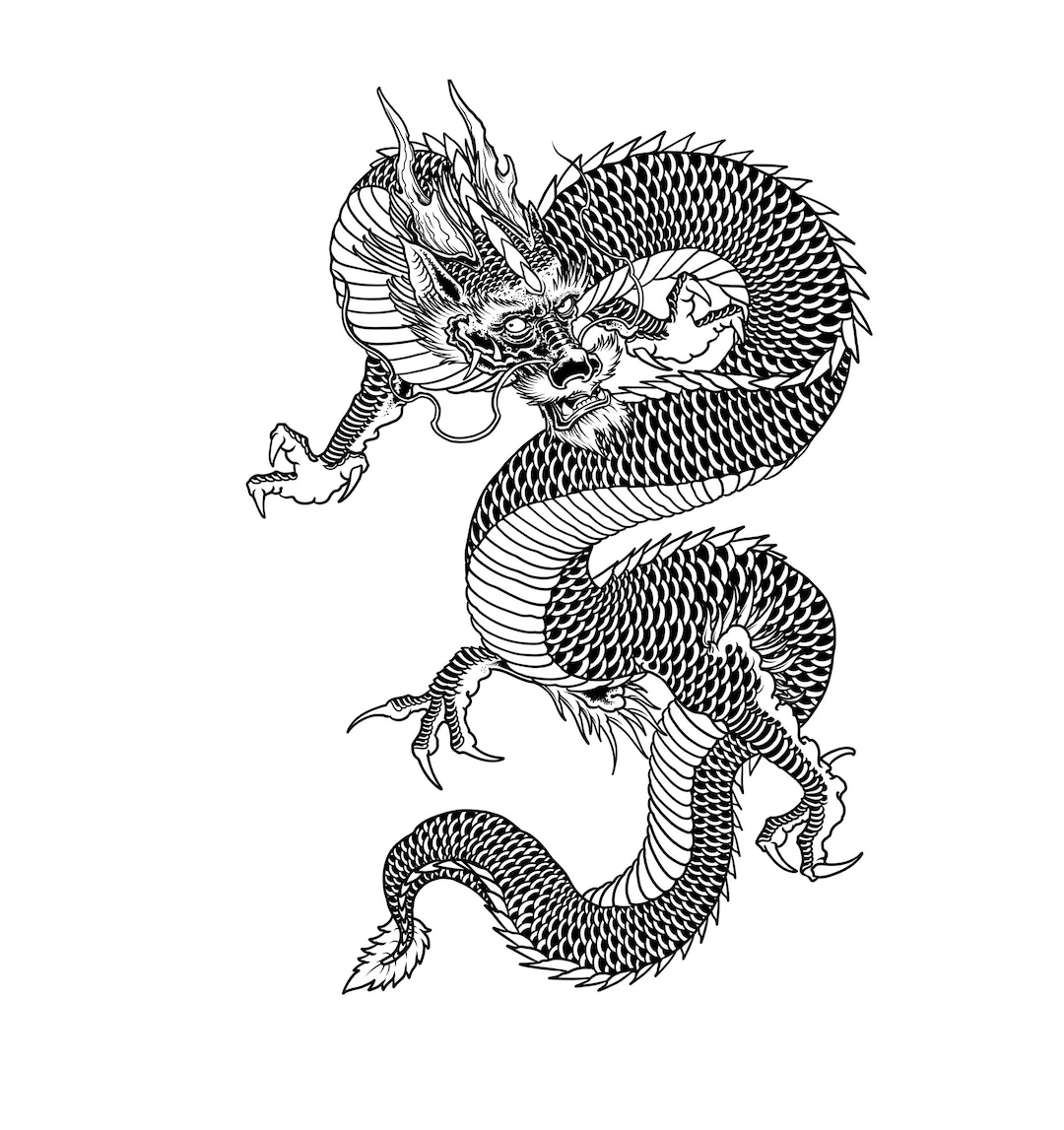 Japanese Dragon Vector Design, Tattoo,wallpaper, Engraving, T-shirt Jpg ...