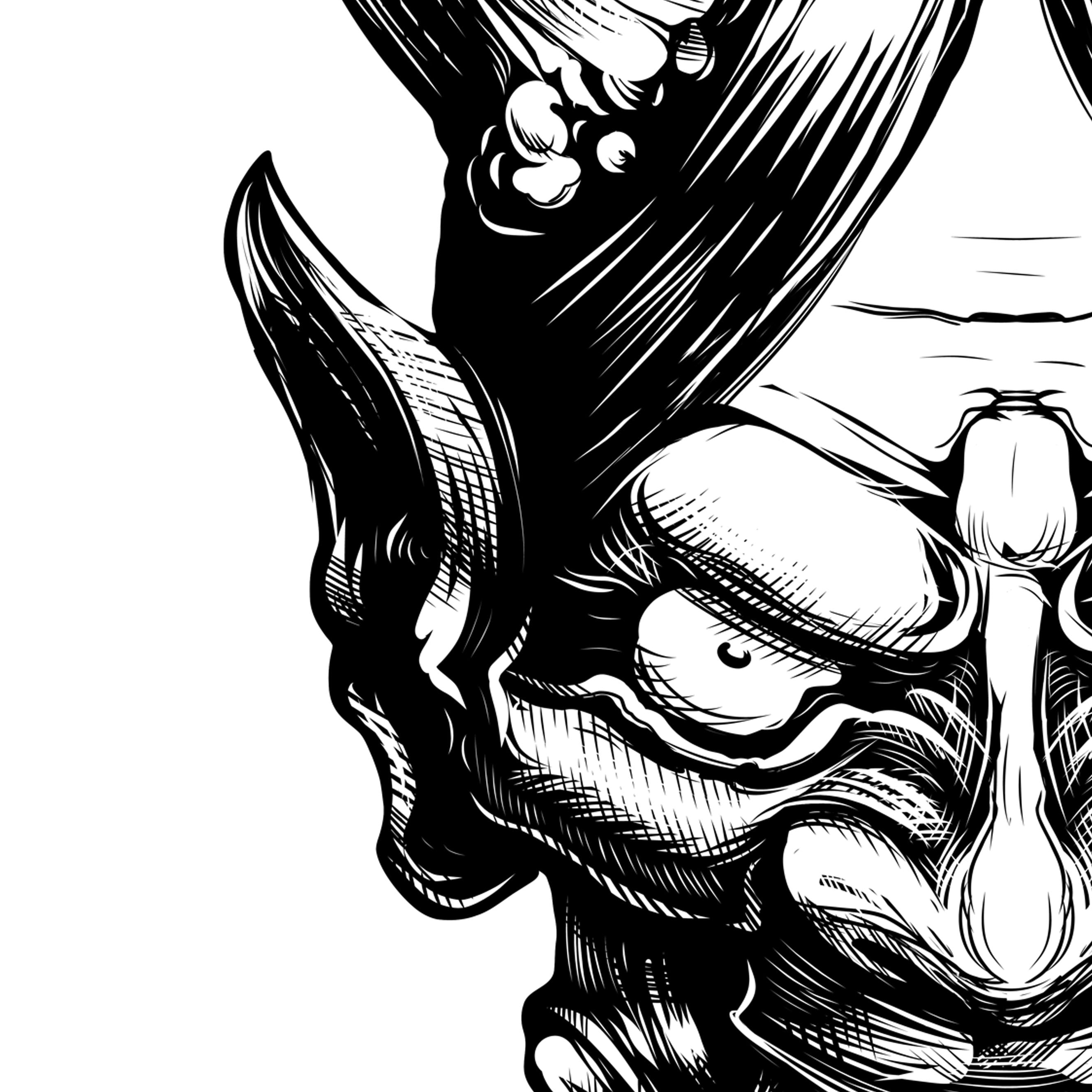 Hannya Mask Vector Image , Tattoo, Sticker, T-shirt EPS, Jpg, Ai, SVG ...