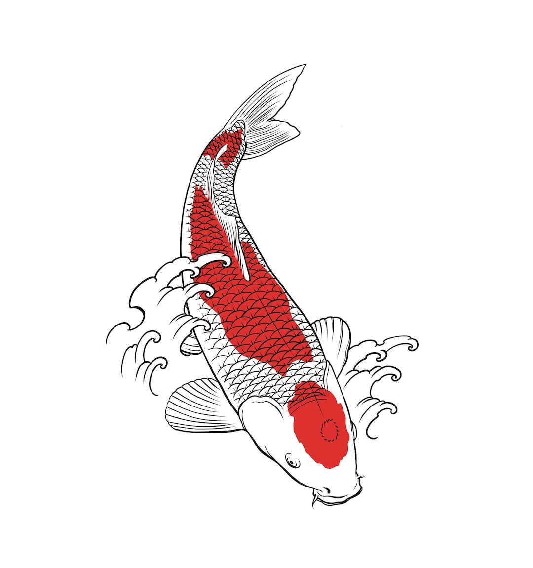 Koi Vector Design T-shirt, Tattoo, Engraving for White Background Jpg ...