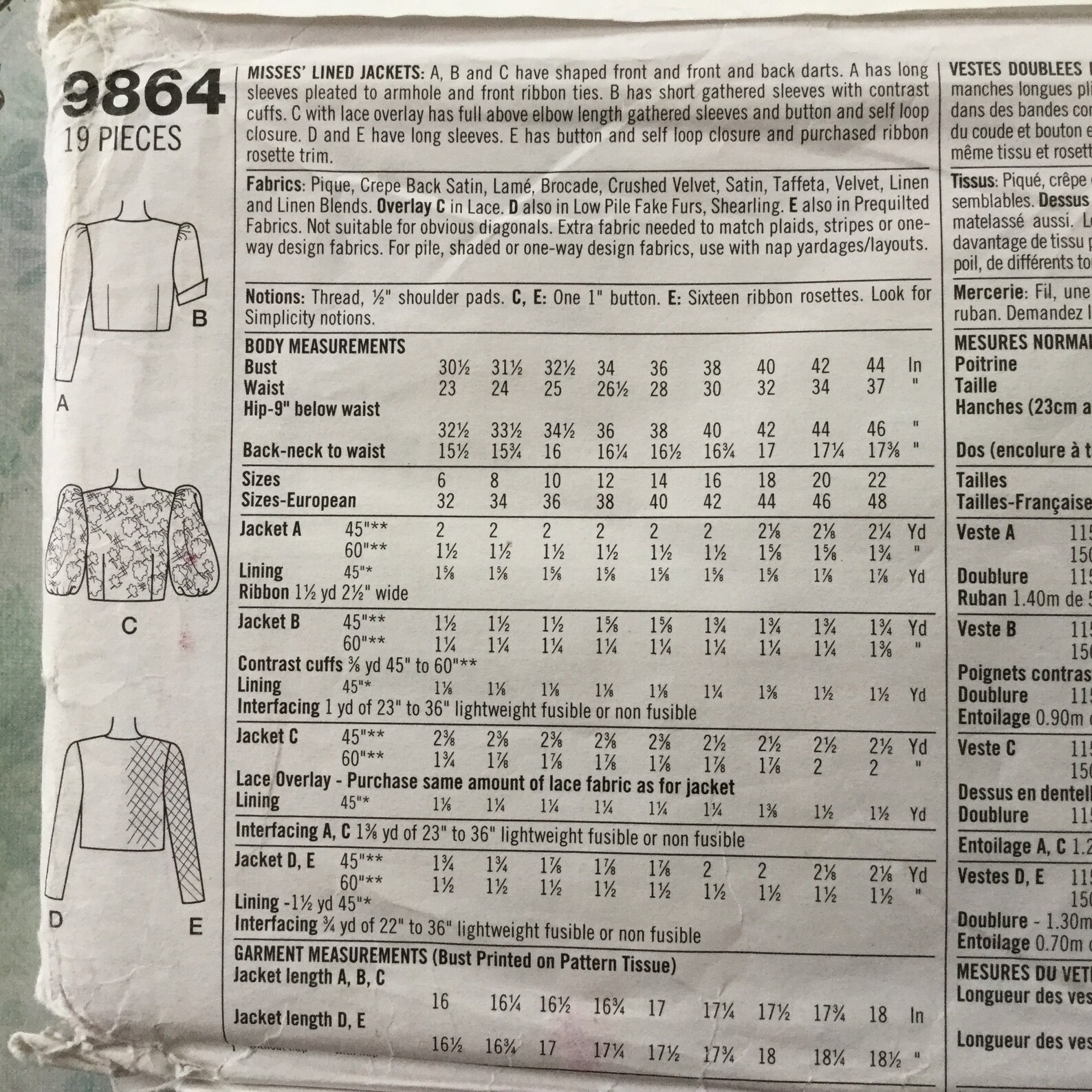 Simplicity 9864 Sewing Patterns. Vintage 90s Uncut Misses Easy - Etsy