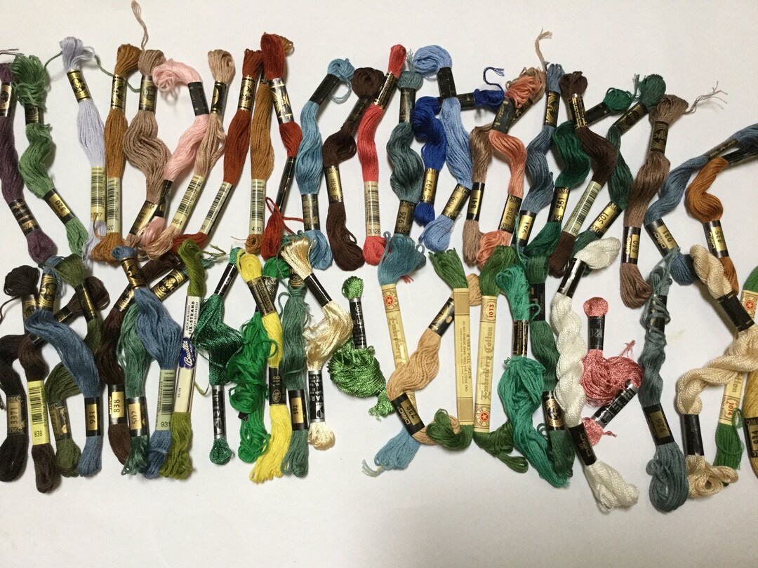 Big Lot of 50 Embroidery Floss, Vintage to Now Cotton Cross Stitch ...