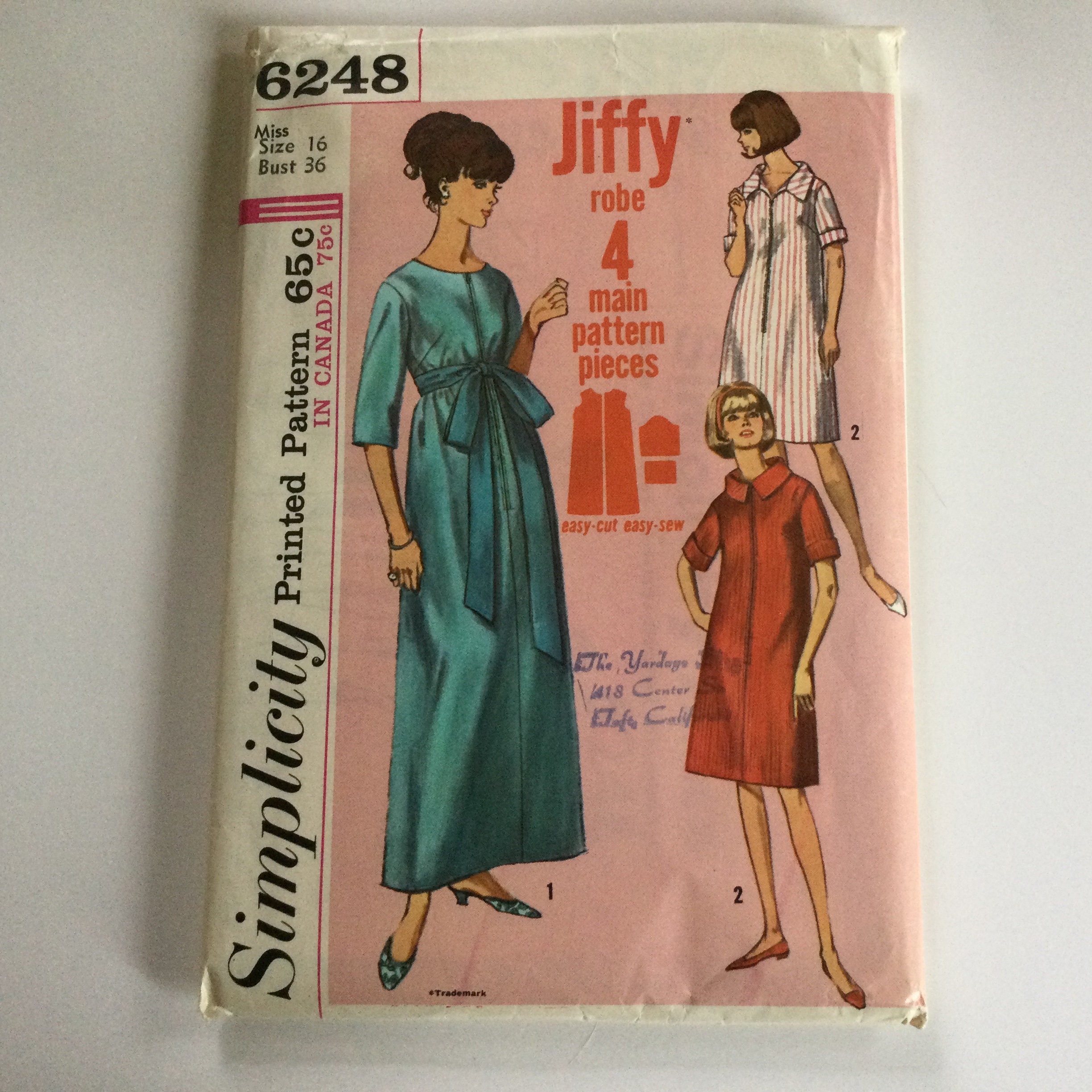 Simplicity 6248 Sewing Patterns. Cut and Complete 60s Misses Easy Robe ...