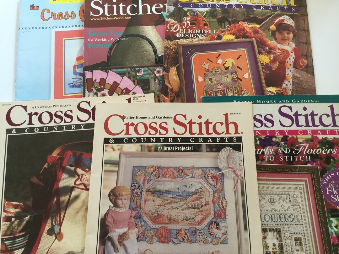 Lot of 6 Vintage to Now Cross-stitch Magazines Samplers, Cross-stitch ...
