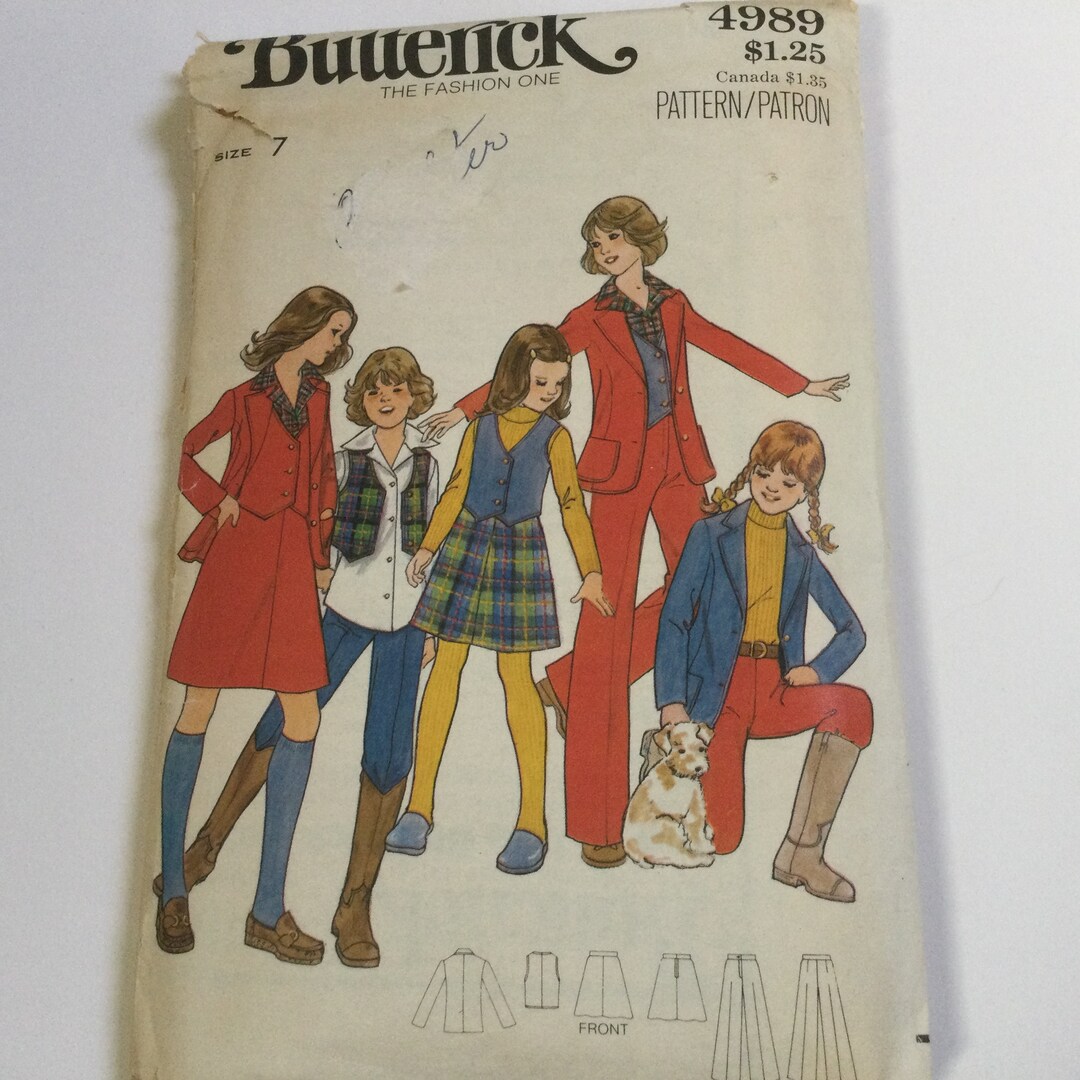Butterick 4989 Sewing Patterns. Vintage 70s Uncut Girls Vest - Etsy