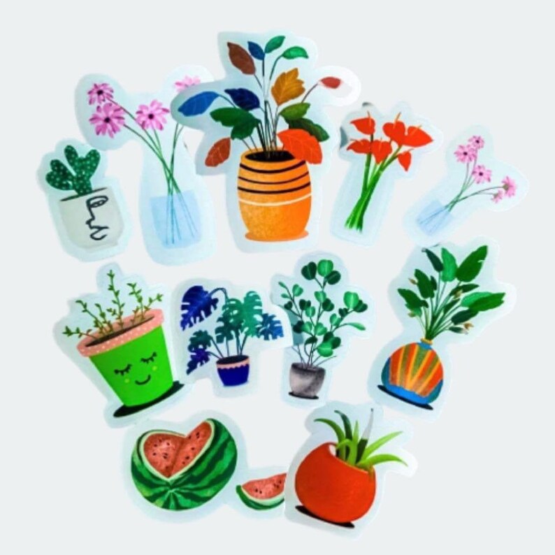 Matte Plant Sticker Vinyl Succulent Small House Plant Greenhouse Plant ...