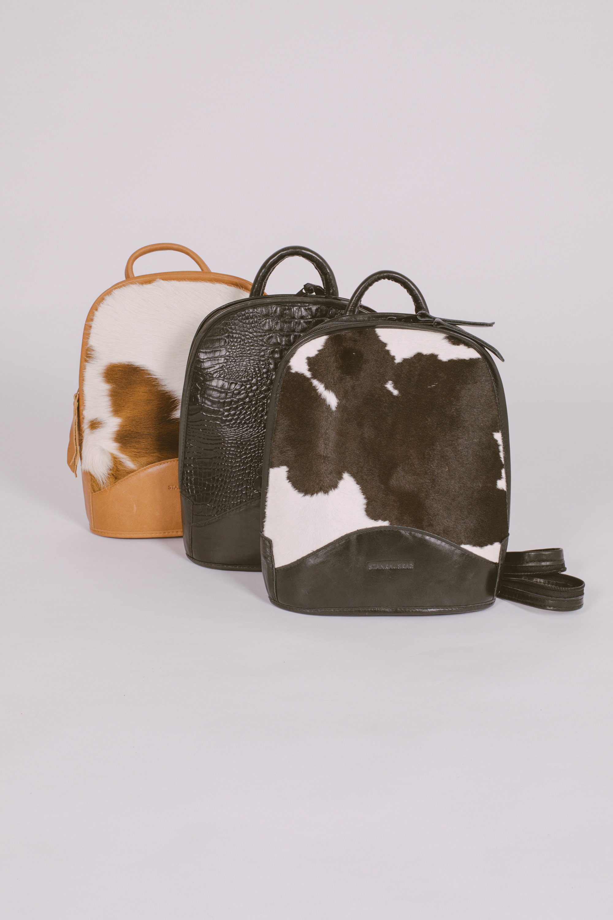 Cowhide leather backpack purse urban bag mini fur backpack | Etsy