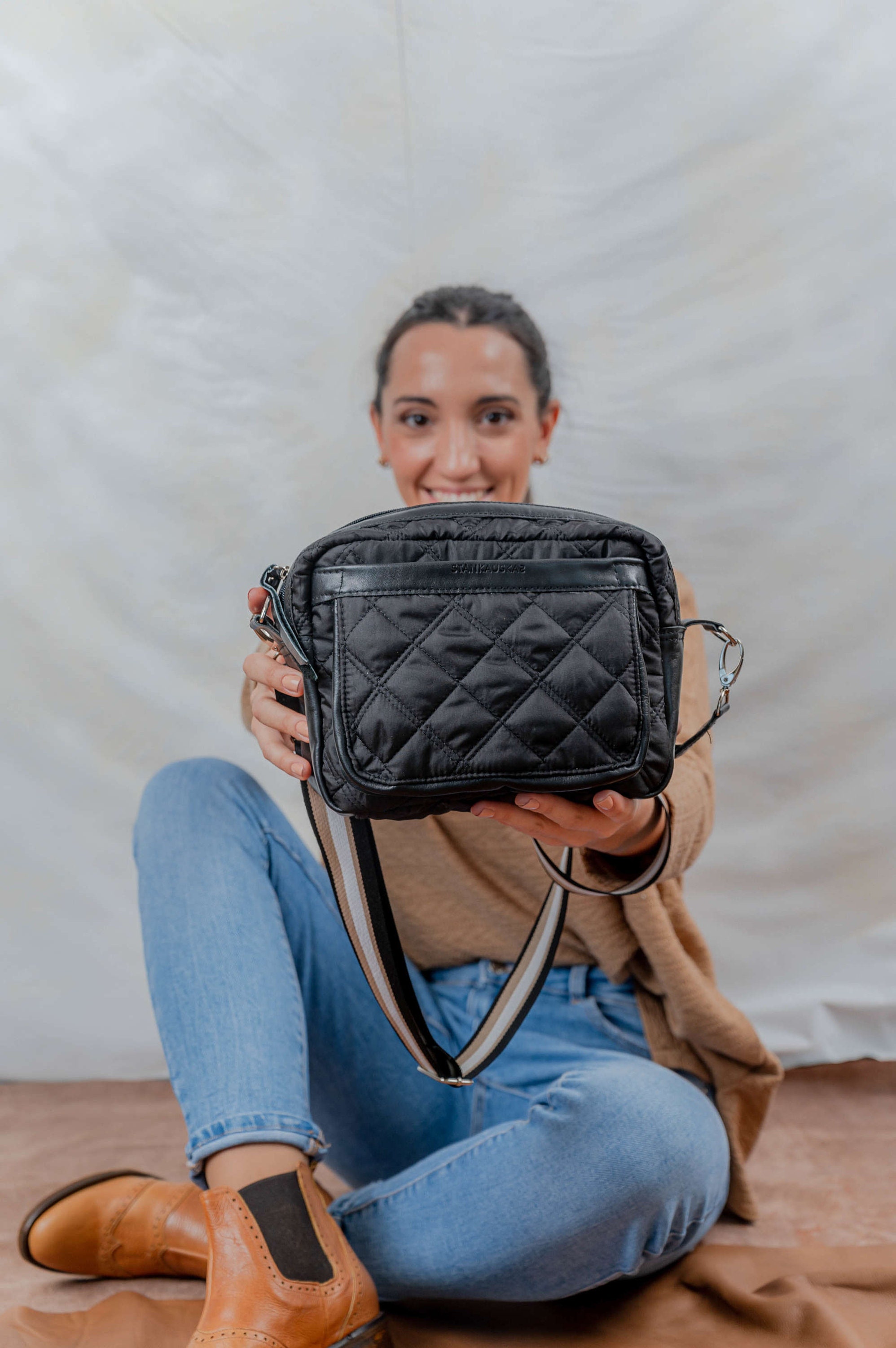 Solid Puffed Bag Combined With Leather, Solid Puffed Shoulder Bag ...