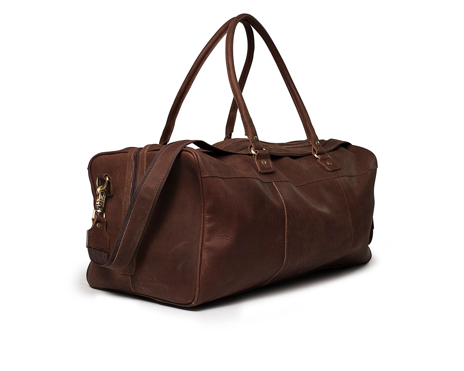 Leather Weekender Bag Duffle Bag for Men Brown Waxed Weekend - Etsy