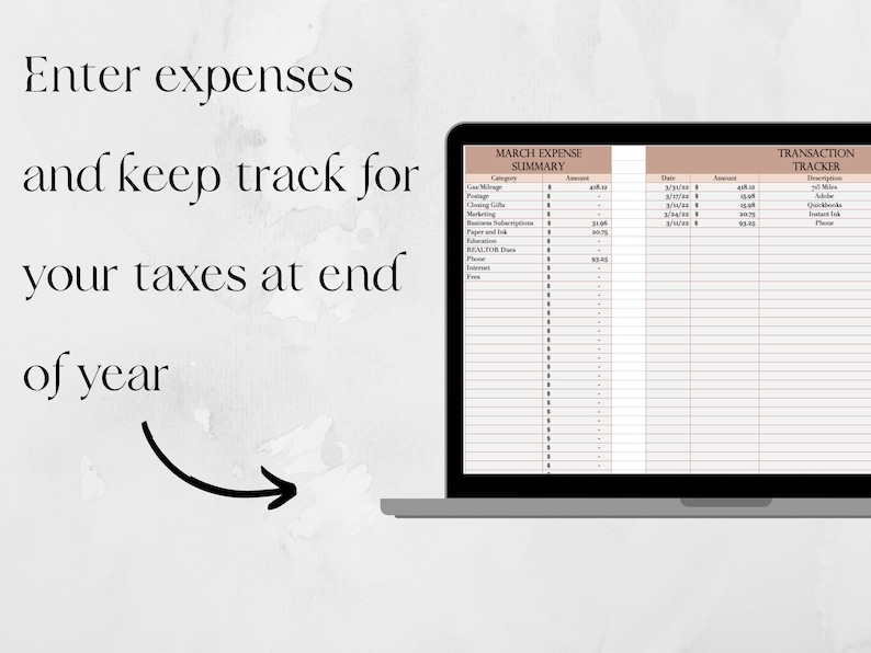 Income and Expense Tracker / Real Estate Agent Tax Prep / Realtor Taxes ...