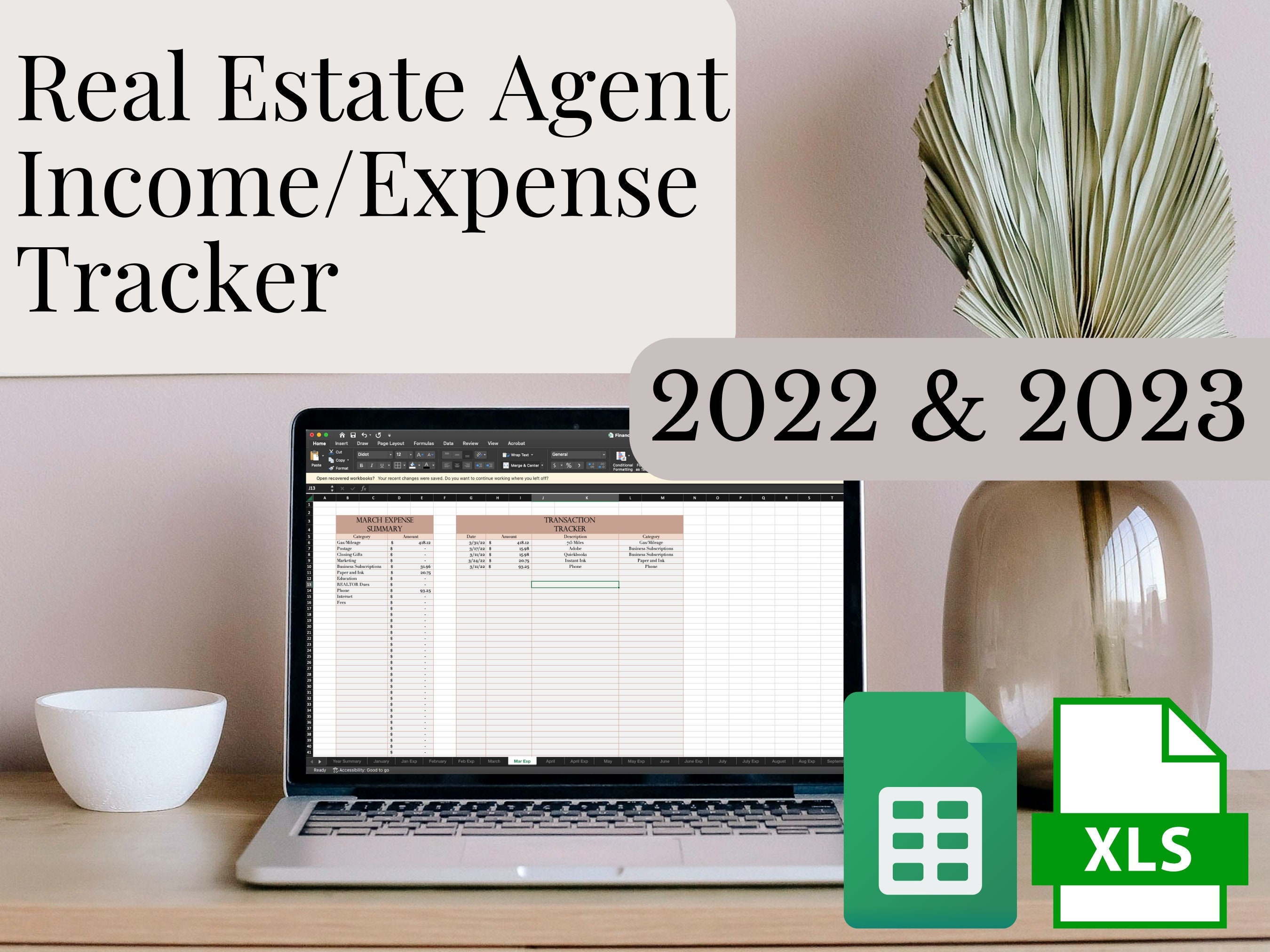 Income and Expense Tracker / Real Estate Agent Tax Prep / Realtor Taxes ...