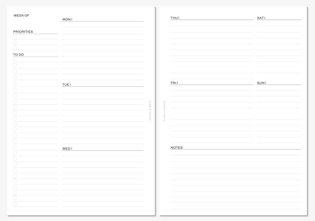 Printable Diary One Week on 2 Pages Pages for Planners Binders Agendas ...