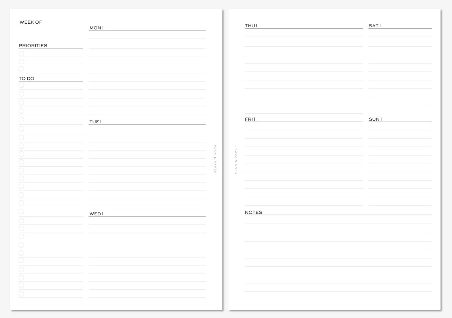 Printable Diary One Week on 2 Pages Pages for Planners Binders Agendas ...