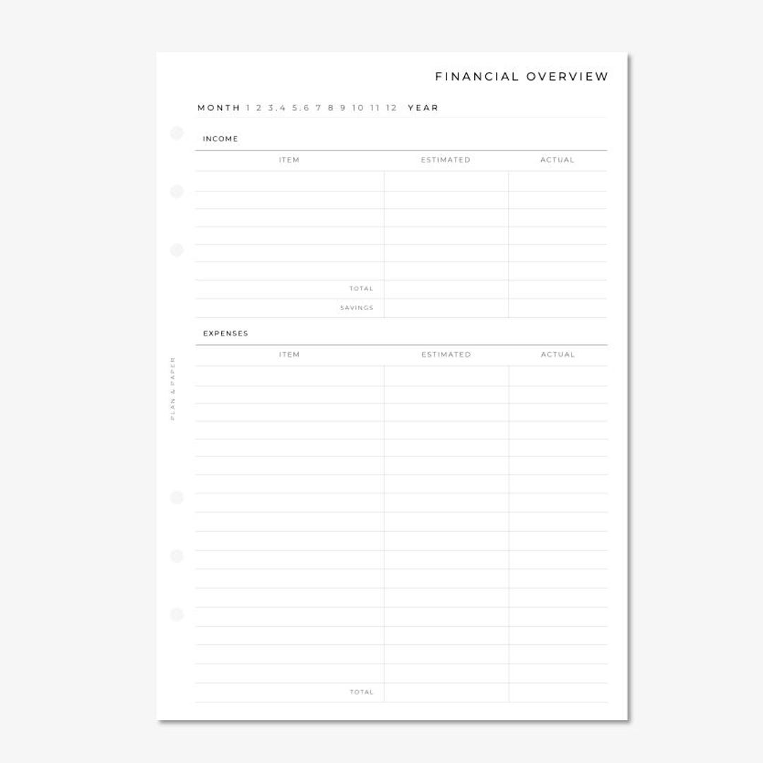 Printable Monthly Finance Tracker: A5 Planner Inserts (PDF Pattern) - Etsy