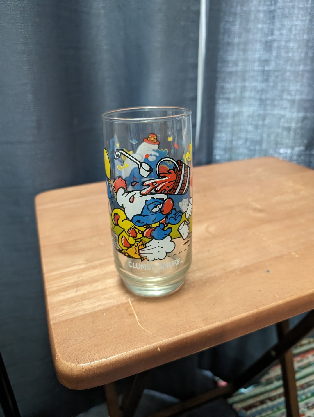 1983 Hardee's Collectible Glass Clumsy Smurf Part of Set of Smurf Glass ...