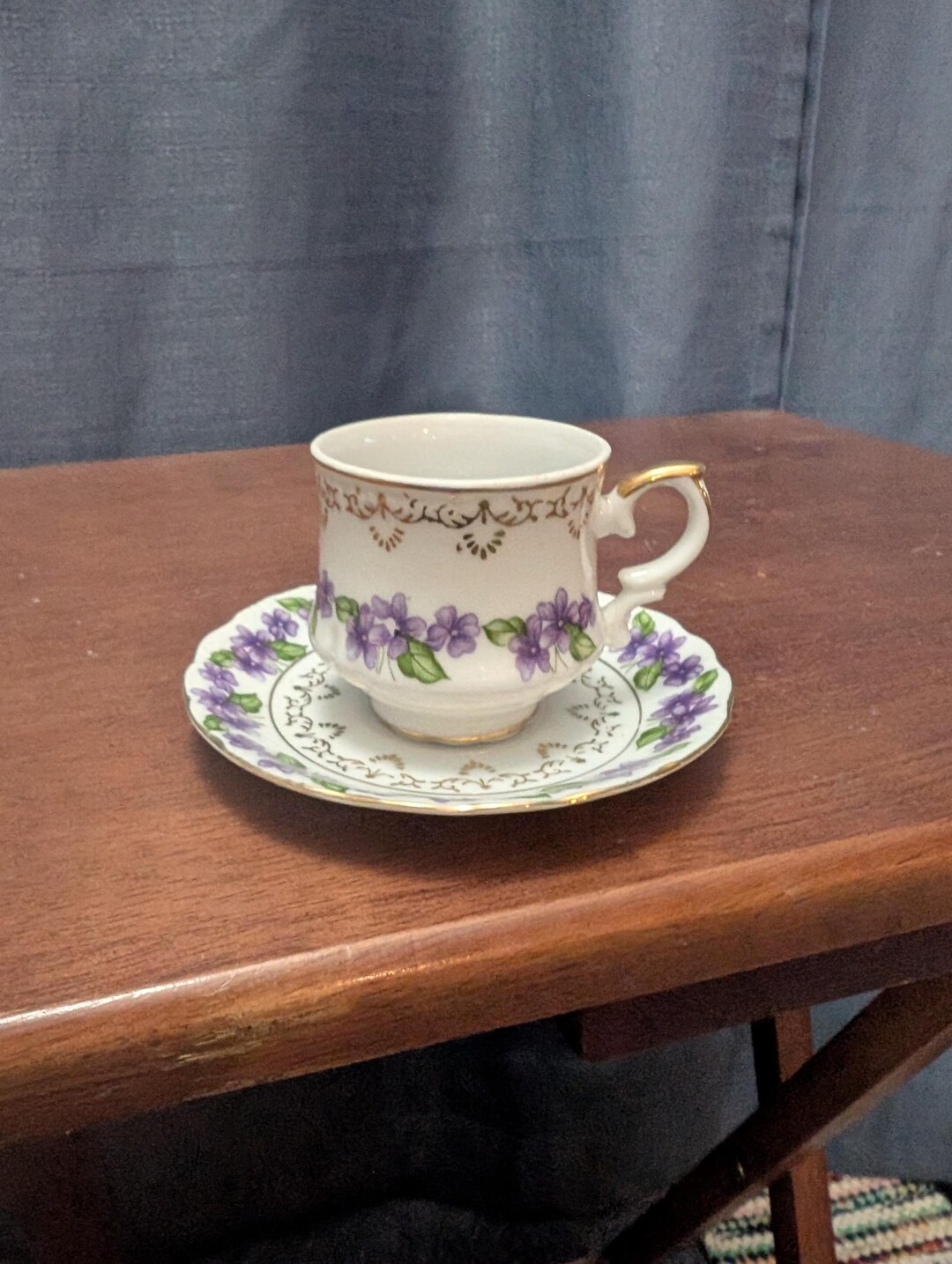 1930s Bone China Demitasse Cup and Saucer From Inarco Japan Wild Violet ...