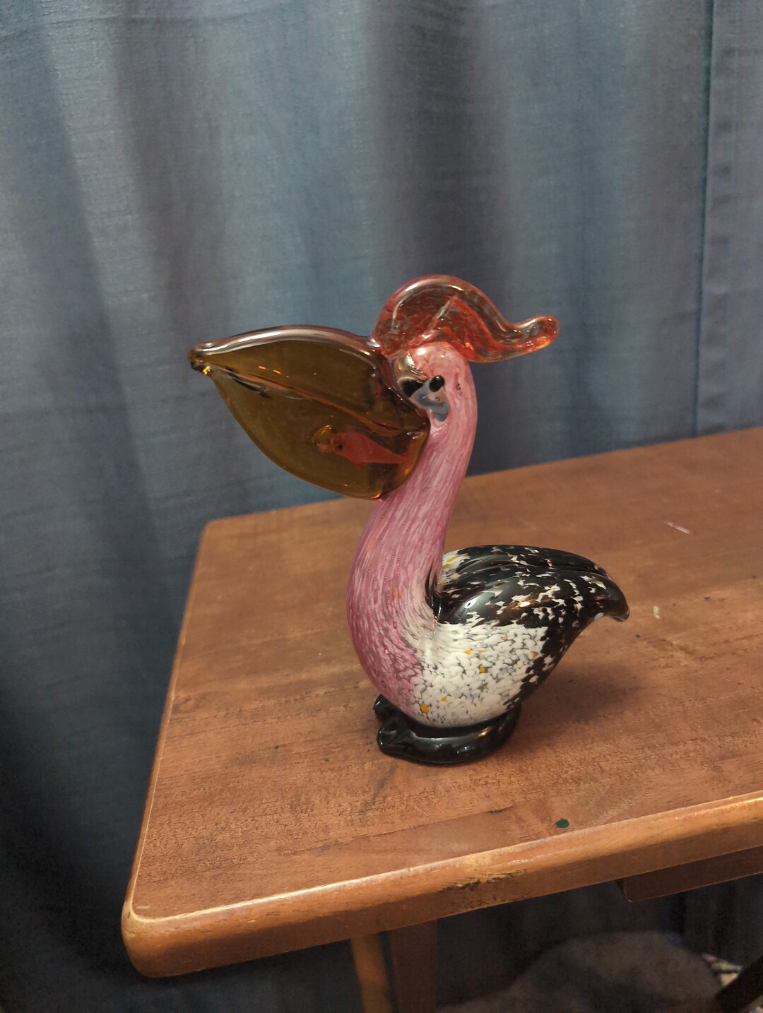 Murano-style Art Glass Colorful Pelican With Fish in Beak - Hand- Blown ...