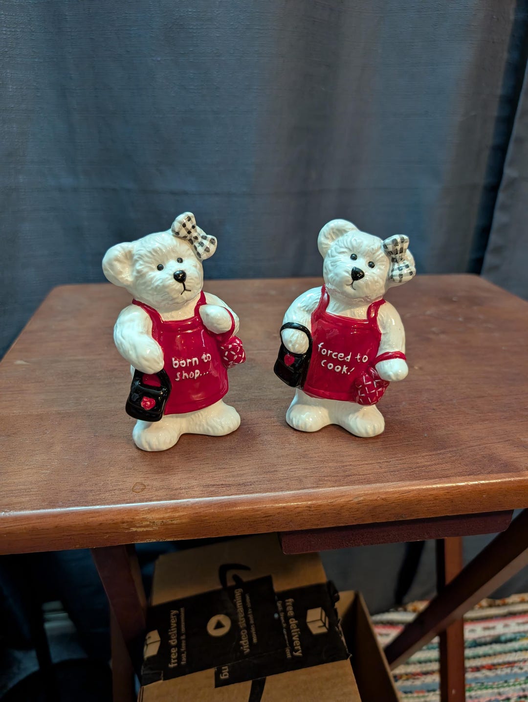 Set of White Ceramic Boyds Bear Salt and Pepper Shakers With Rubber ...
