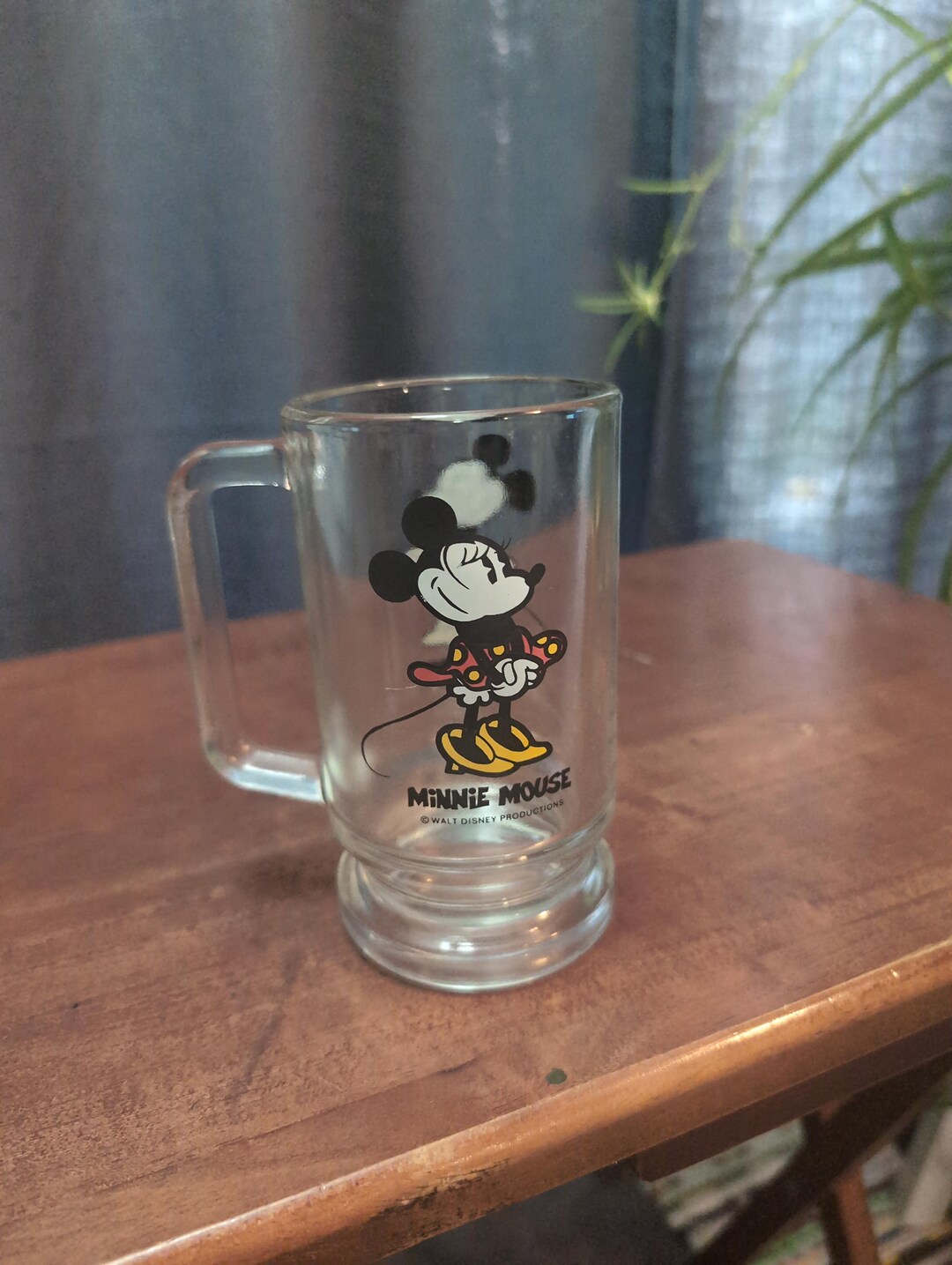 Vintage Minnie Mouse Walt Disney Productions Clear Glass Mug - Beer Mug ...