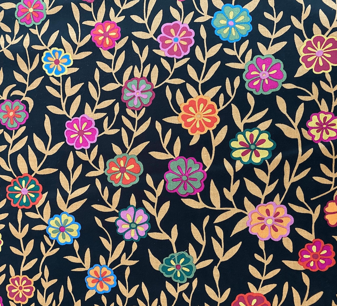 Busy Lizzy Black PWGP.175 by Kaffe Fassett for Free Spirit Fabrics - Etsy