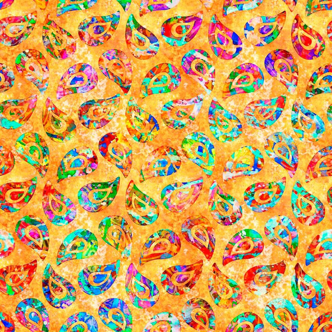 Paisley Toss Orange 1649-29730-O From Euphoria by Dan Morris Design for ...