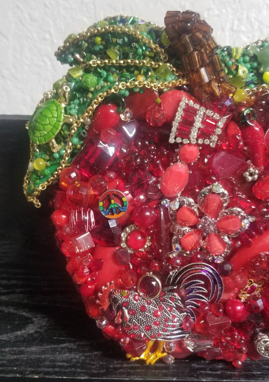 Jewelry Art Red Apple, Apple Home Decor, Teacher Gift, Fruit Decor ...